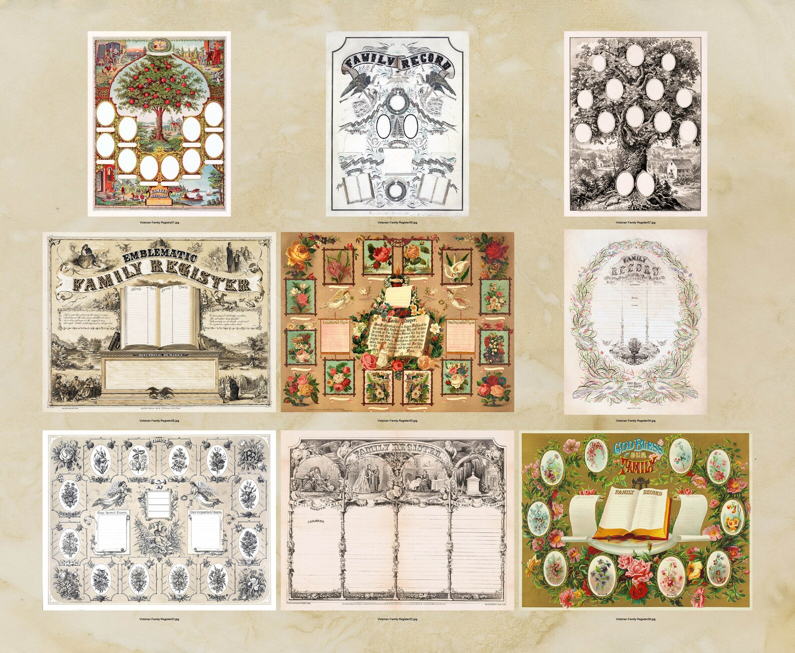 25 Jpgs of Victorian Family Tree and Family Registry Images - Etsy