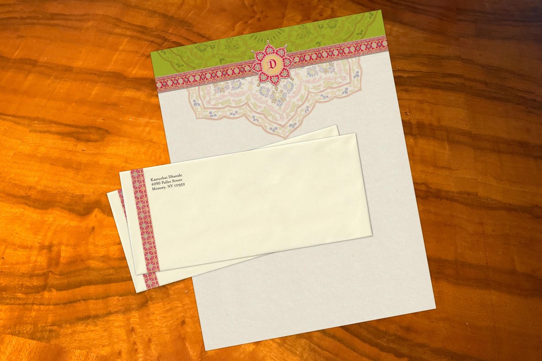 Floral Sari Stripe, Luxurious Handcrafted Stationery Set for Letter ...