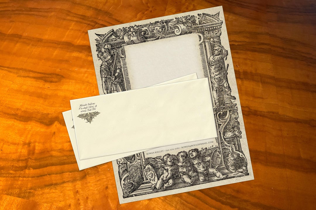 Medieval Cherub Trio, Luxurious Handcrafted Stationery Set for Letter ...