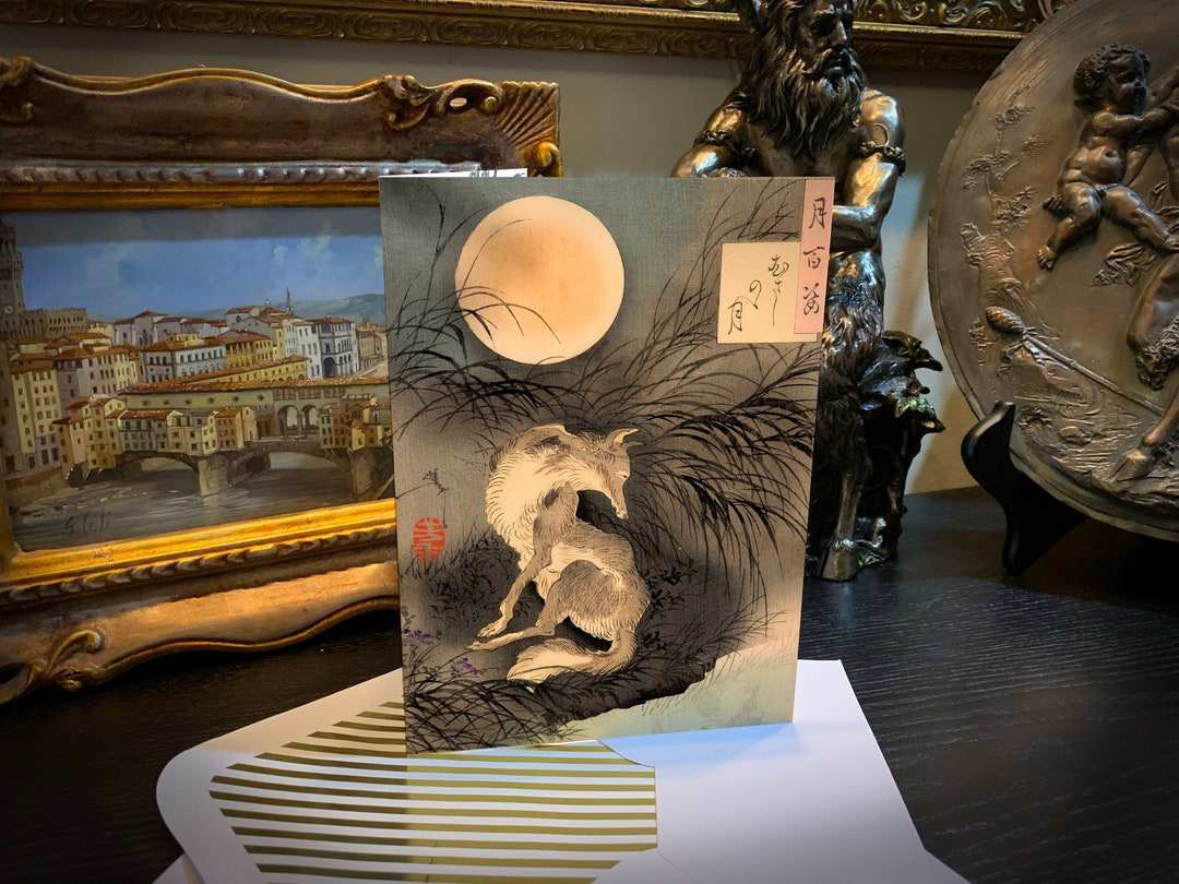 The Moon on Musashi Plain by Tsukioka Yoshitoshi Greeting Card With ...