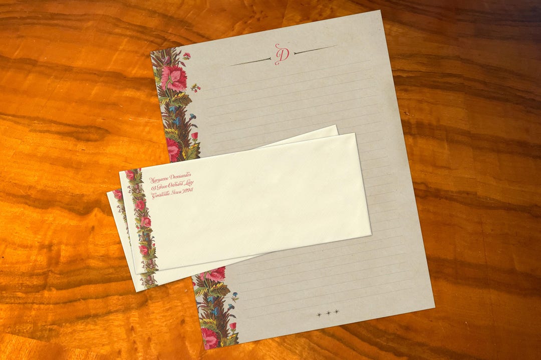 Carnation Border, Luxurious Handcrafted Stationery Set for Letter ...