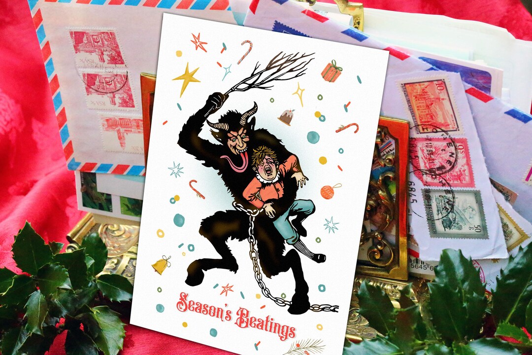 Merry Mischief, Season's Beatings, Set of Flat Double-sided Krampus ...