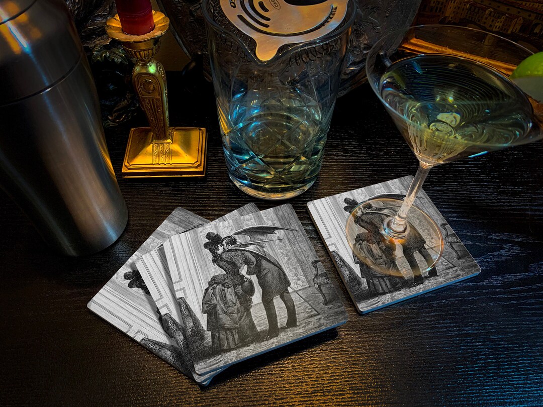 Devil's Kiss, Gothic Drink Coasters, Made From Stone With a Cork ...