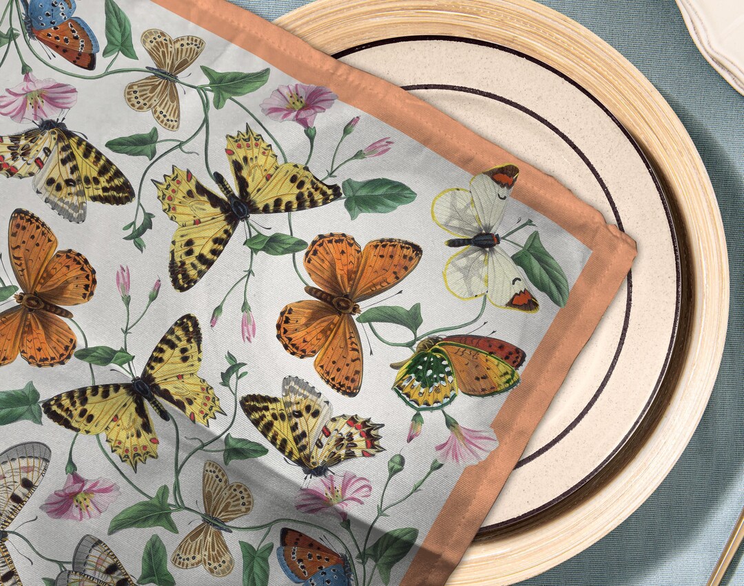 Moths and Butterflies Cloth Napkins, Vintage Charm for Your Table, 20in ...
