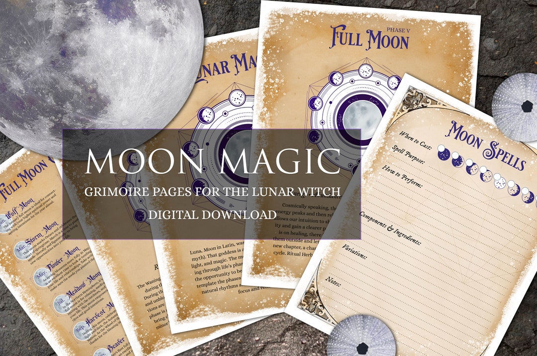 MOON MAGIC, Lunar Magic Sheets for Witches, Book of Shadows (BOS ...
