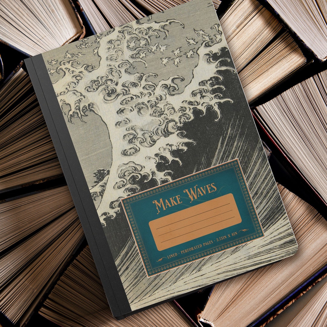 Make Waves, Katsushika Hokusai, Softcover Composition Notebook, Lined ...