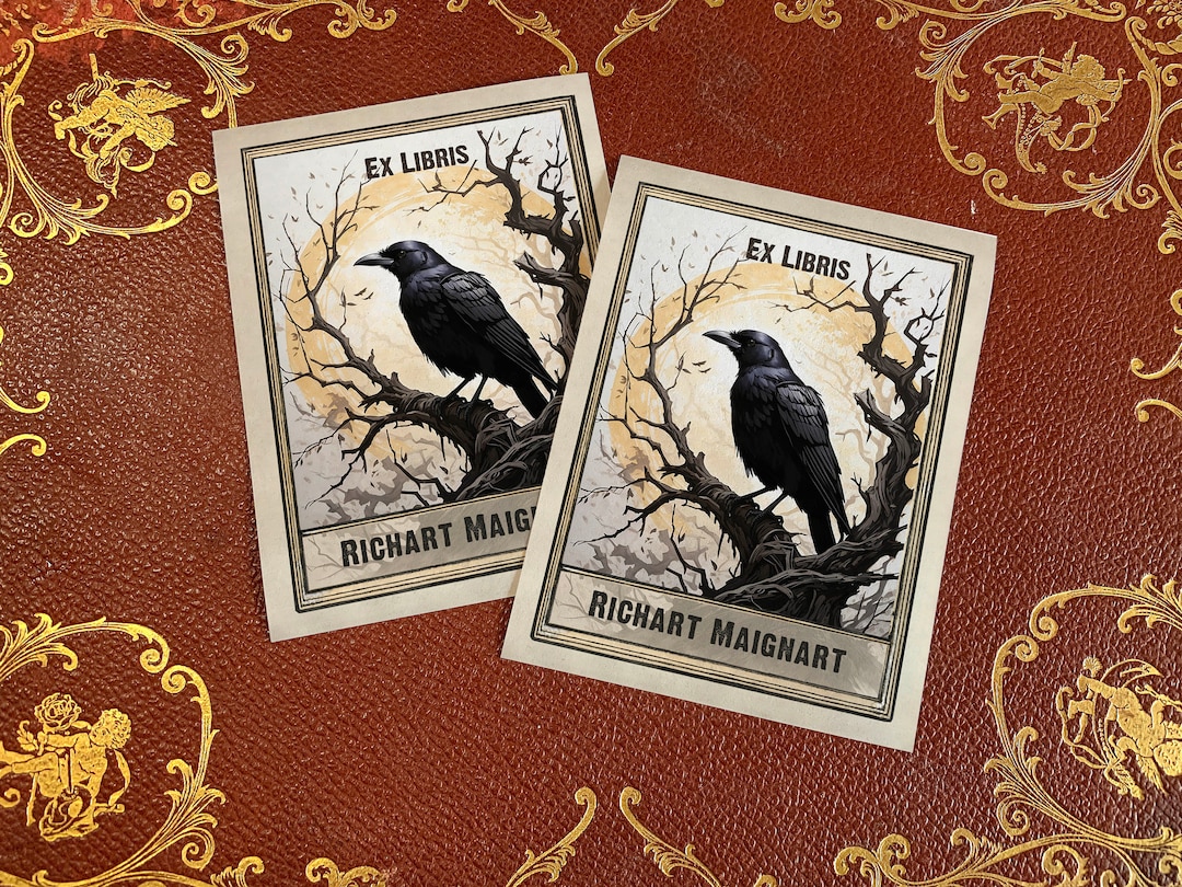 The Raven, Personalized Ex-libris Bookplates, Crafted on Traditional ...