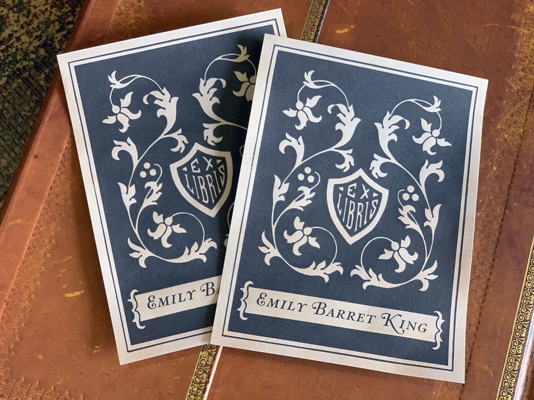 Floral Shield, Personalized Ex-libris Bookplates, Crafted on ...