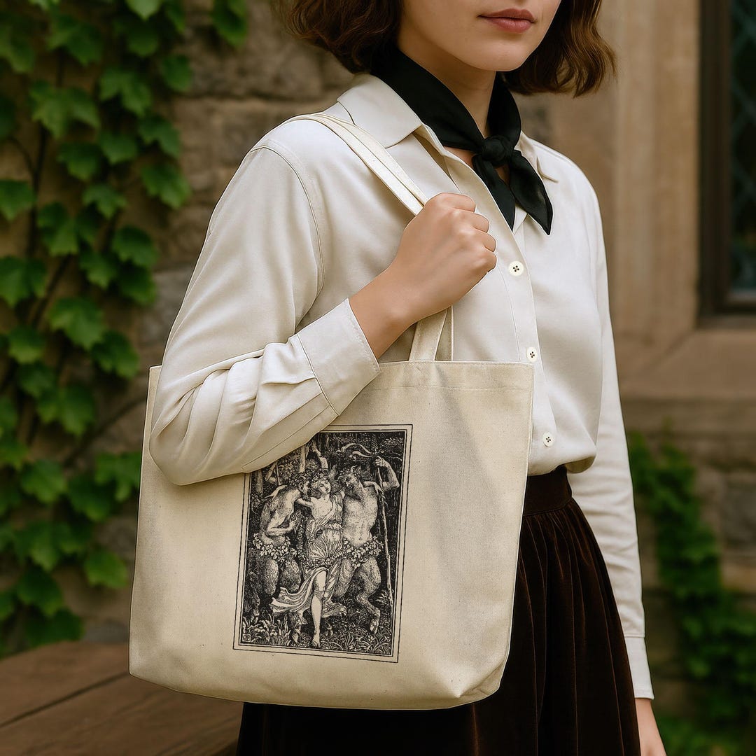 Satyrs by Walter Crane, Gusseted Natural Cotton Sustainable Tote Bag ...