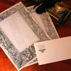 Medieval Cherub Trio, Luxurious Handcrafted Stationery Set for Letter ...