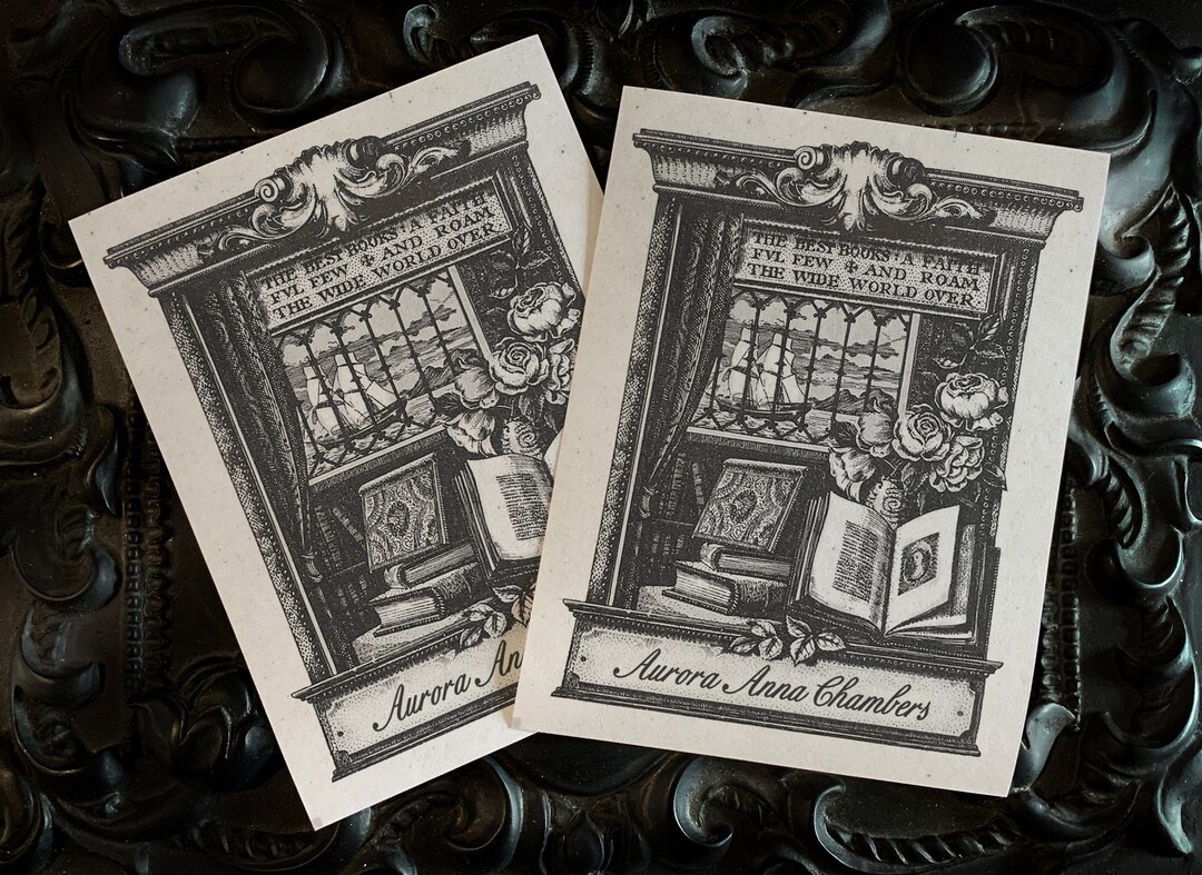 Ship's Library, Personalized Nautical Ex-libris Bookplates, Crafted on ...