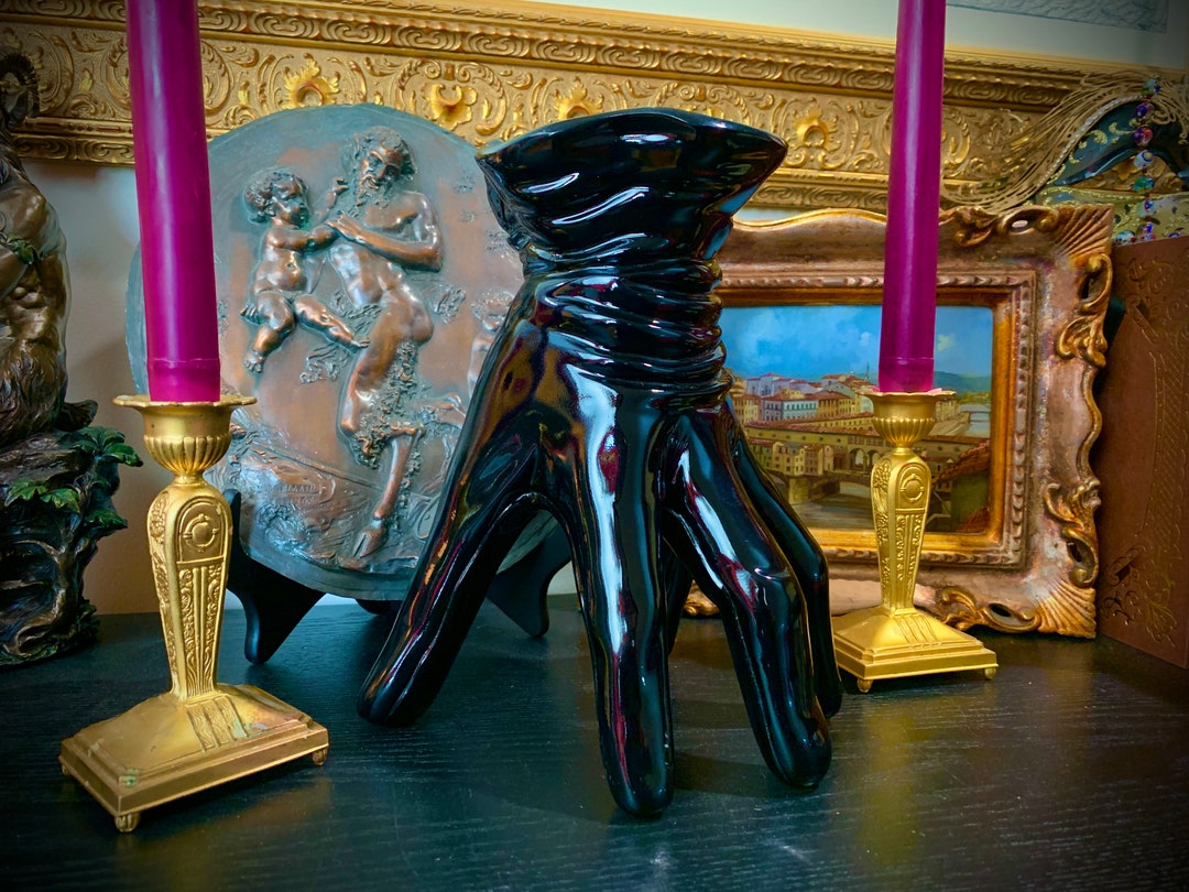 The Black Hand, Black Glove, Vase, Sculpture in Shiny Black Resin ...
