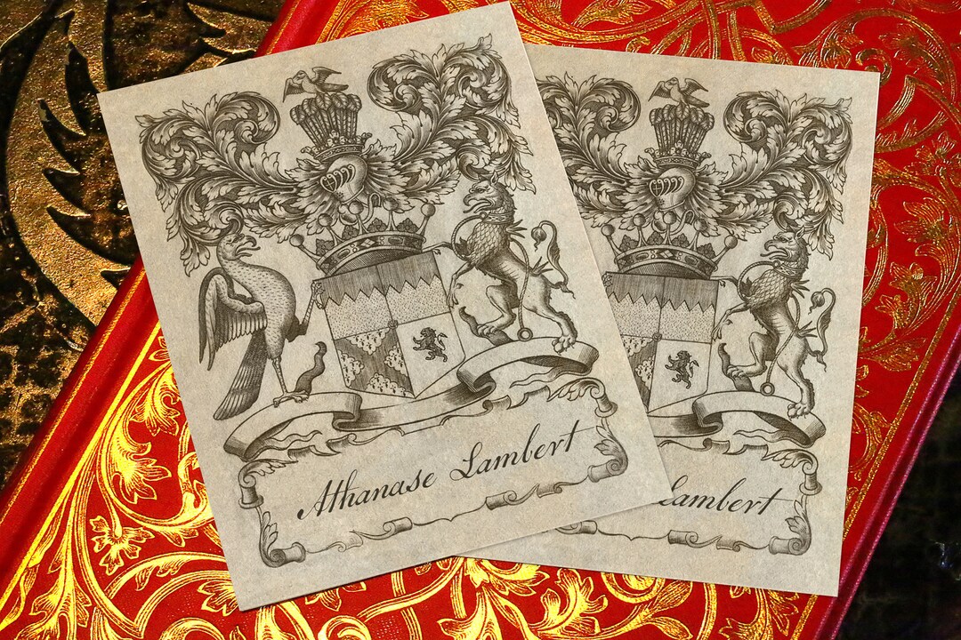 Eagle and Griffin, Personalized Heraldic Ex-libris Bookplates, Crafted ...