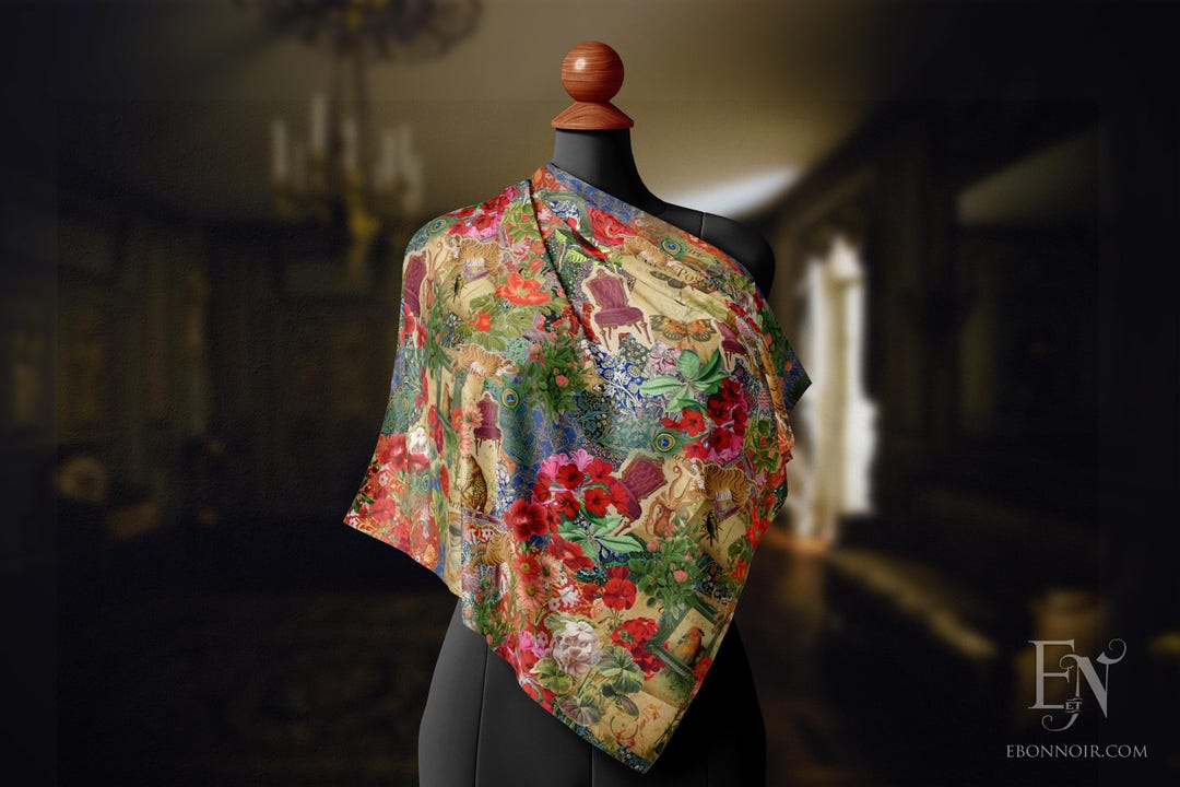 Victorian Budoir Maximalist Luxurious Square Scarf, Wrap, Boho Shawl ...