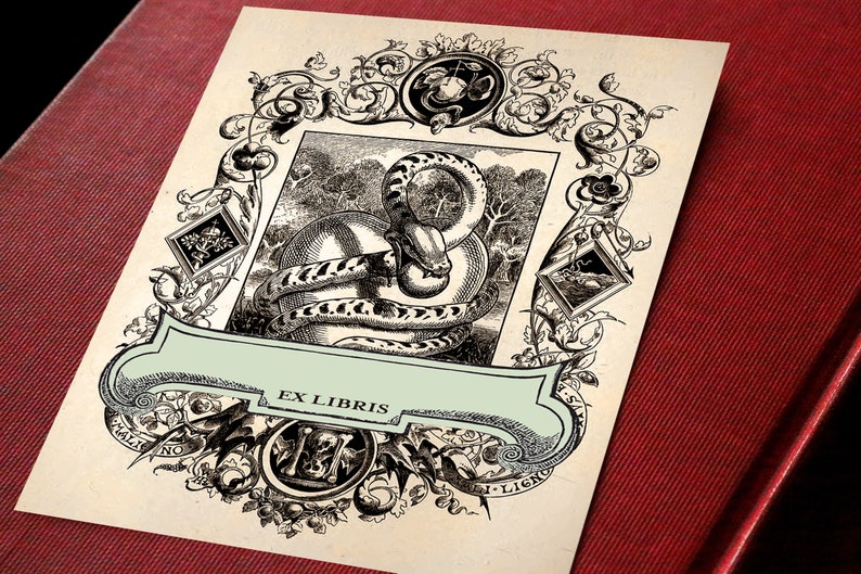 The Serpent, Personalized Ex-libris Bookplates, Crafted on Traditional ...