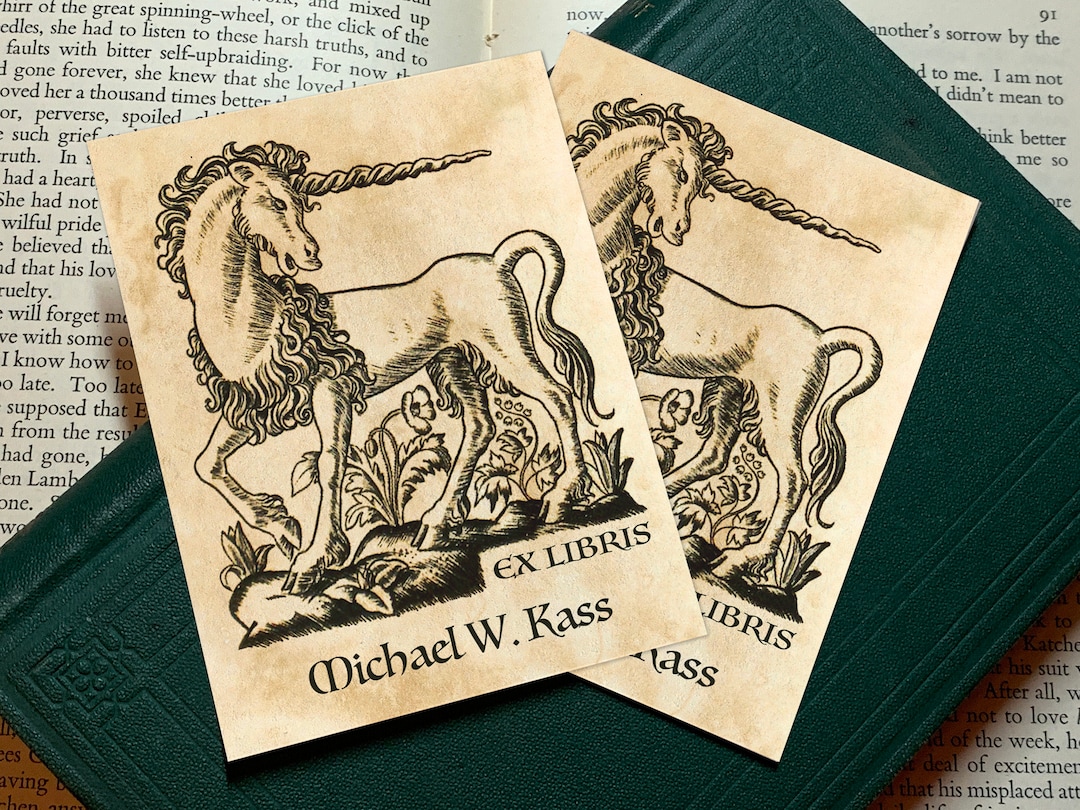 Medieval Unicorn, Personalized Ex-libris Bookplates, Crafted on ...