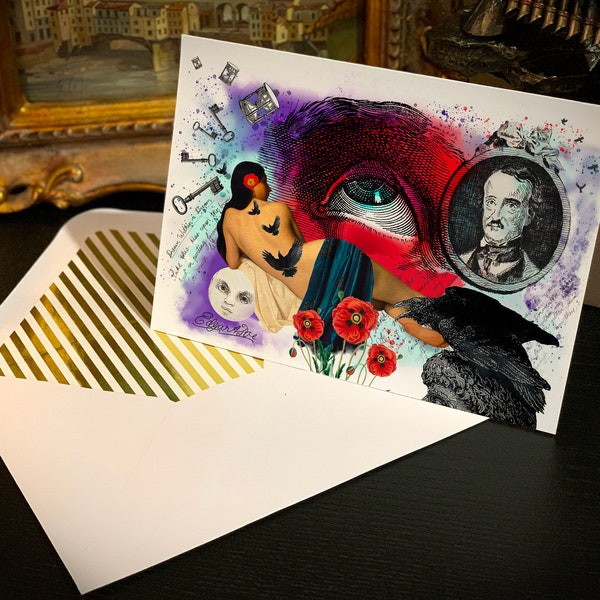 Edgar Allan Poe Greeting Card - Etsy