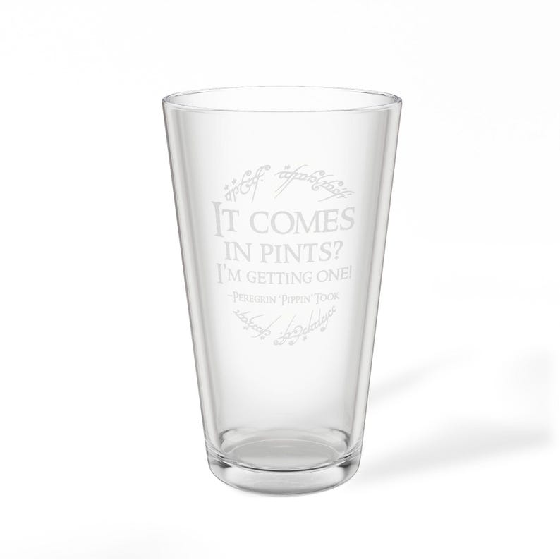It Comes in Pints? Pippin Lord of the Rings (LOTR) Engraved Pint Mixing ...