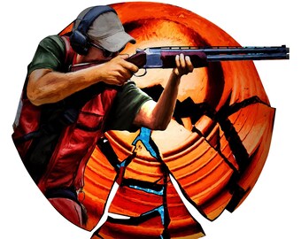 Vinyl Decal Bustin' Clays Trap Shoot Hunt Truck Country Bumper Sticker ...