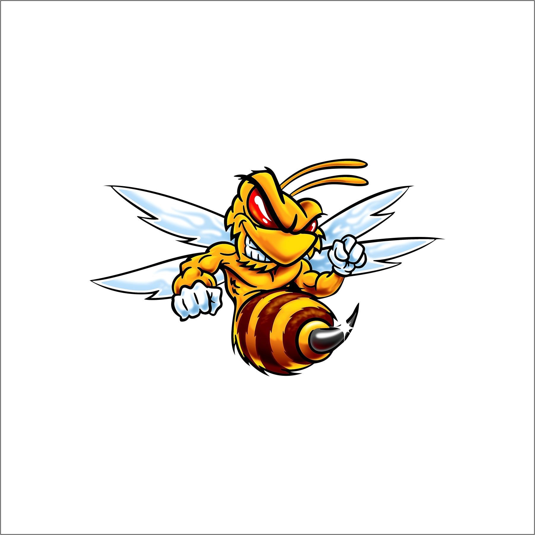 Fighting Yellow Jacket Decal, Full Color Hornet Decal, Yellow Jacket ...