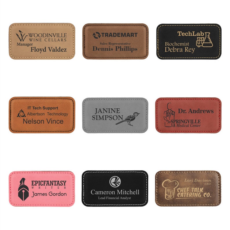 Personalized Laser Engraved Leather Name or ID Tag (3x1.5 In ...
