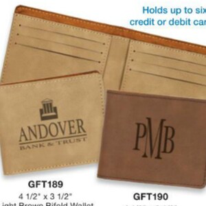 Laserable Leatherette Bifold Wallet, Custom Engraved Wallet ...
