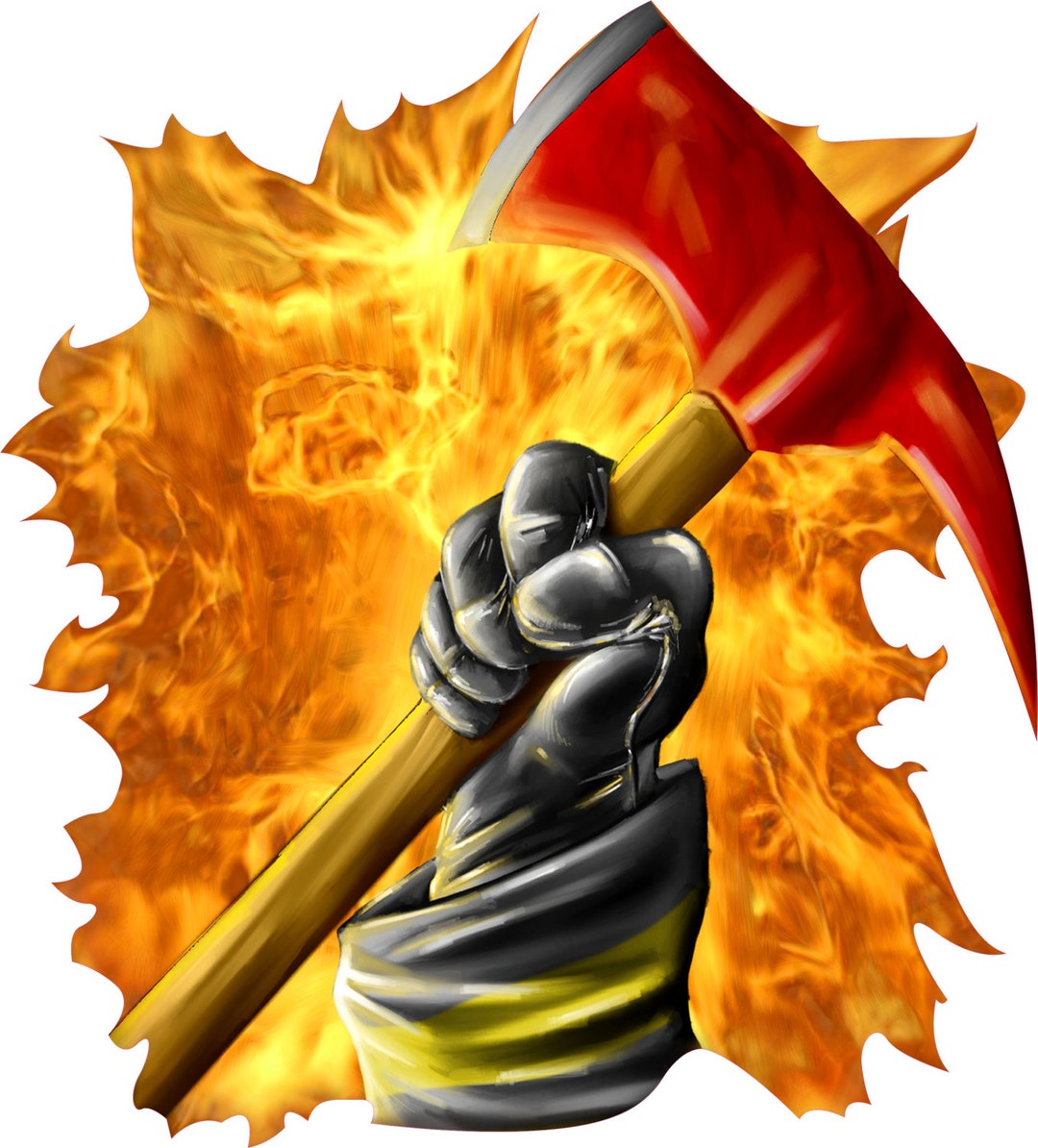 Fire Department Decal, Full Color Firefighter Glove With Axe Decal, FD ...