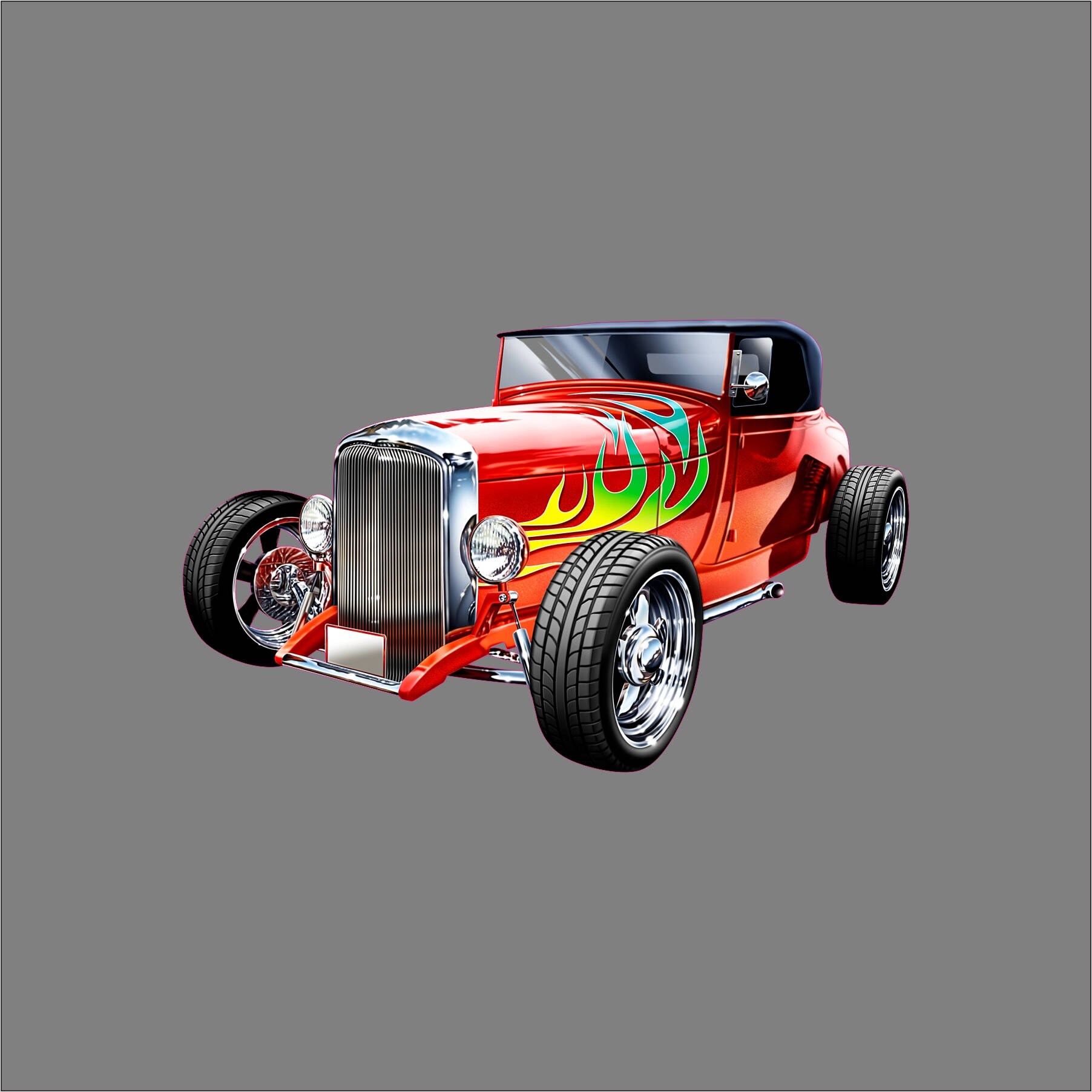 Hot Rod decal, full color classic car decal, car with flames laptop ...