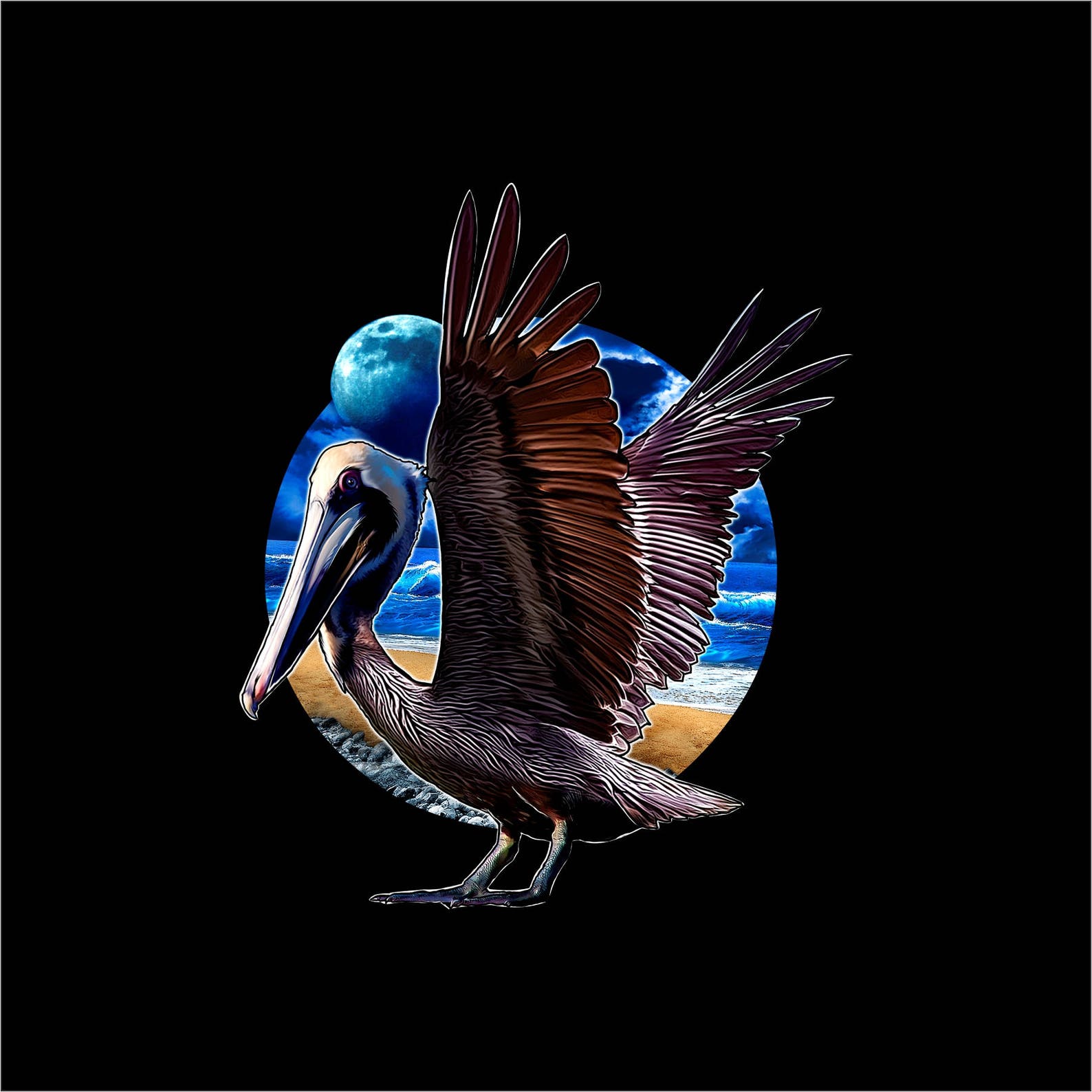 Moonlight Pelican Decal Full Color Pelican Decal Moonlight - Etsy