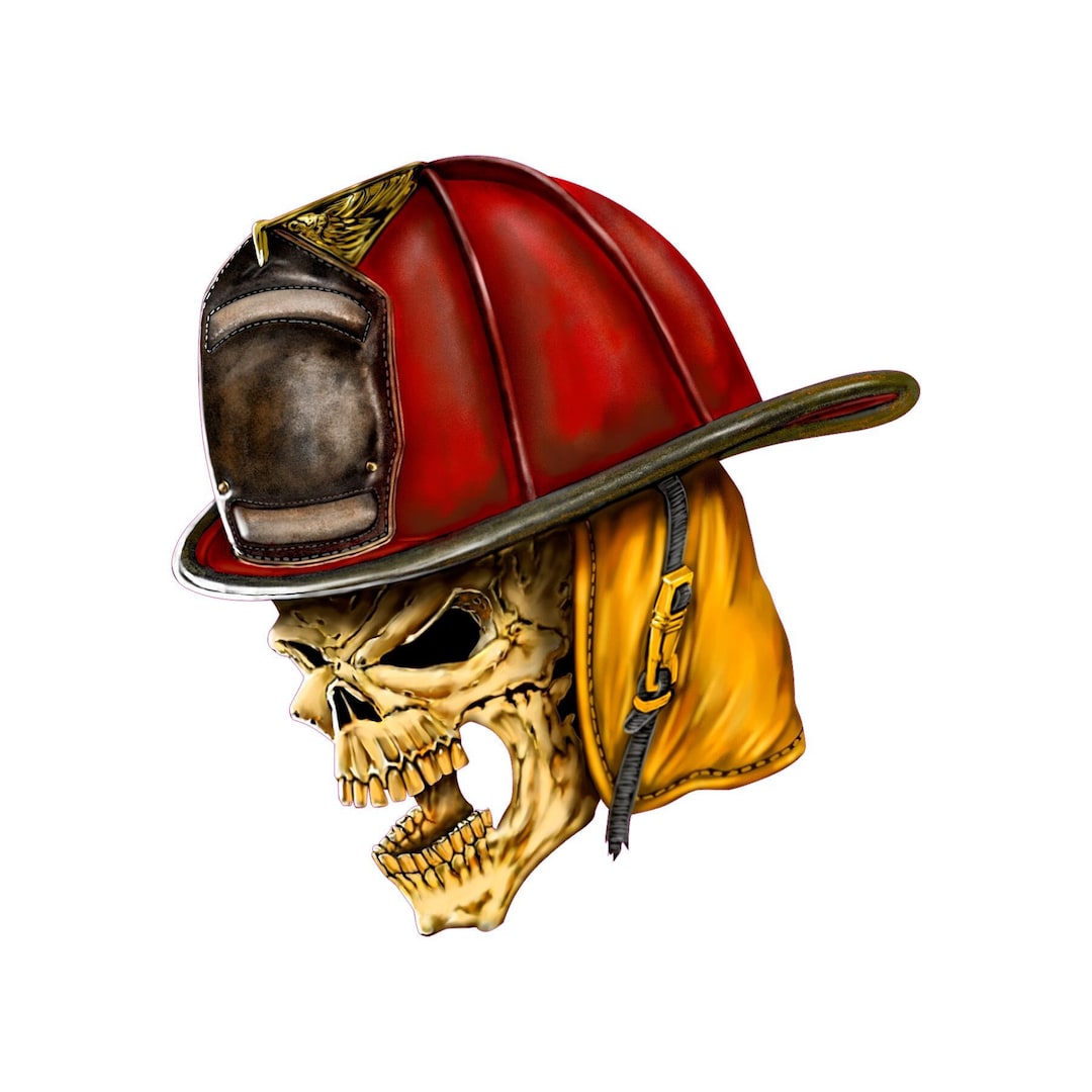 Firefighter Skull Decal, Full Color Firefighter Skull Decal, Fire ...