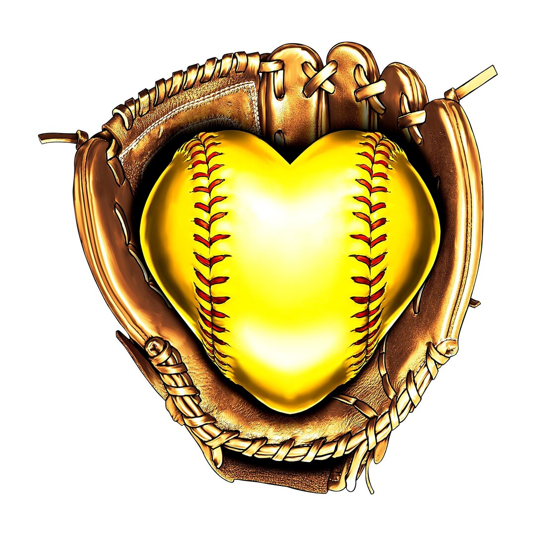 Softball Heart Glove Decal: Full Color Sport Sticker - Etsy