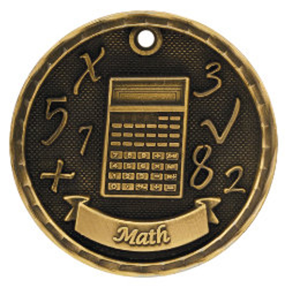 Math Medal, Engraved Medals With Neck Ribbons, Gold Math Award, Math ...