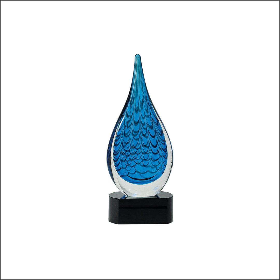 Blue Raindrop Glass Art Sculpture: Achievement Award - Etsy