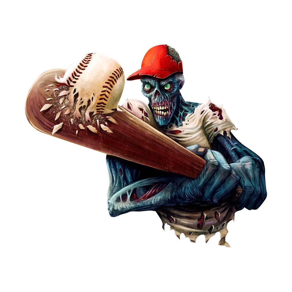 Full Color Zombie Baseball Download Zombie Baseball Image | Etsy