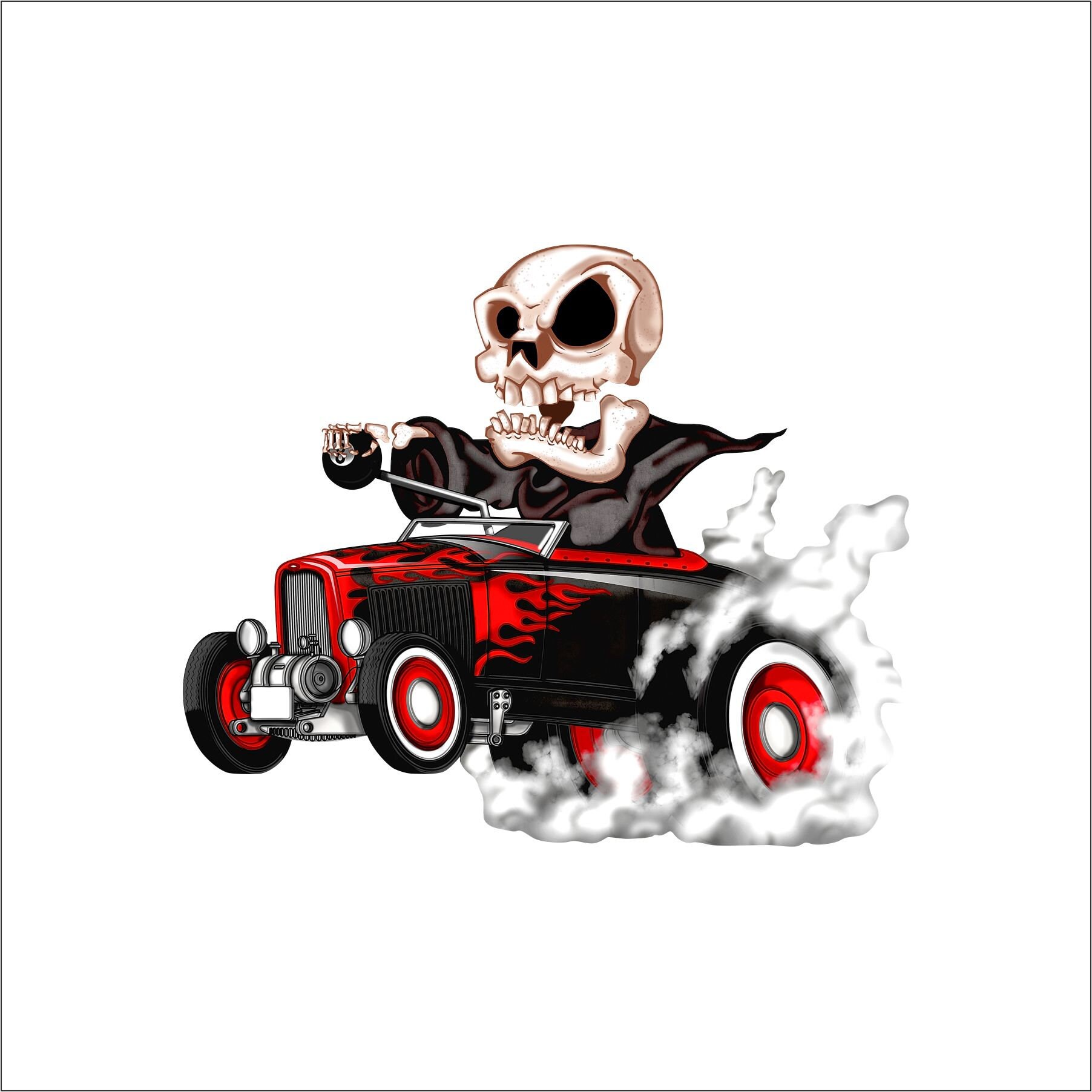 Reaper hot rod decal, full color racing reaper decal, racing death ...