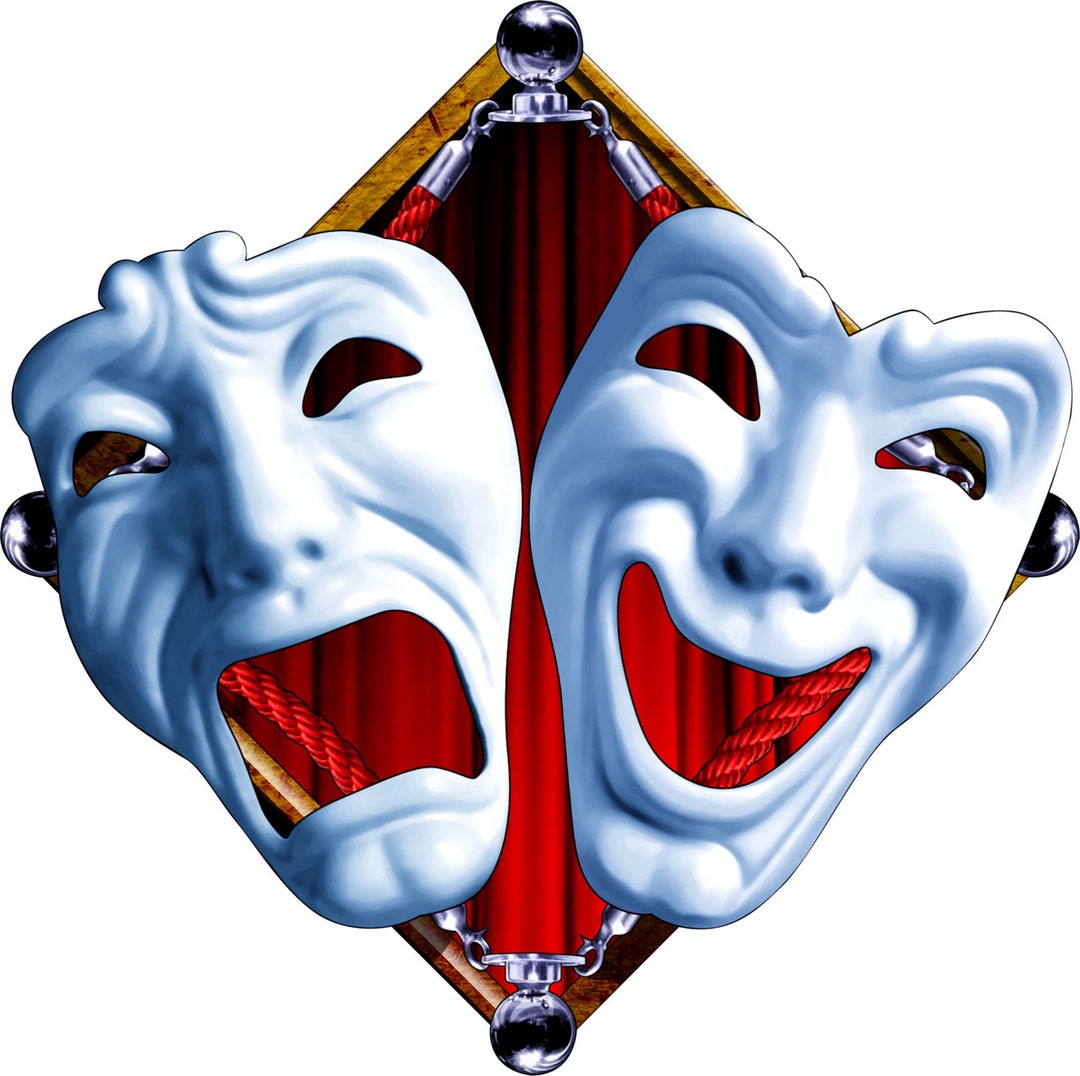 Drama Mask Decal, Full Color Drama Mask Decal, Drama Sticker, Laugh Now ...