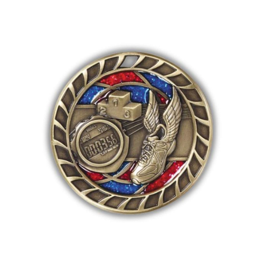 Track and Run Custom Engraved 2.5" Glitter Medals | Gold, Silver ...