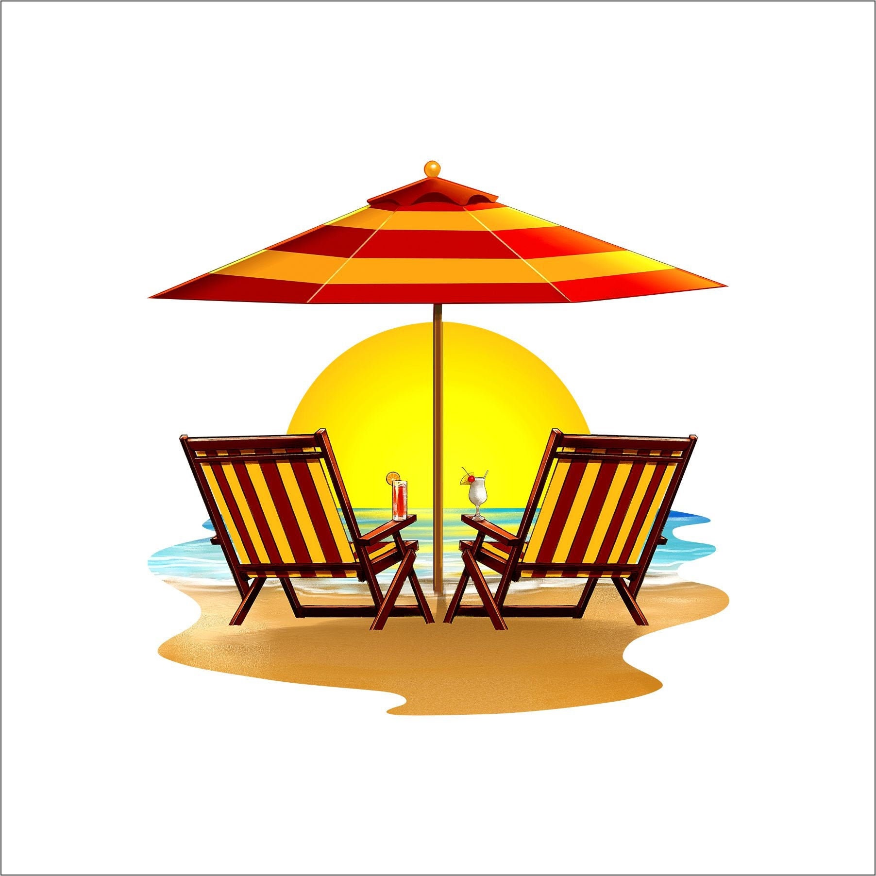 beach chair decal, full color beach chair decal, beach chair sticker ...