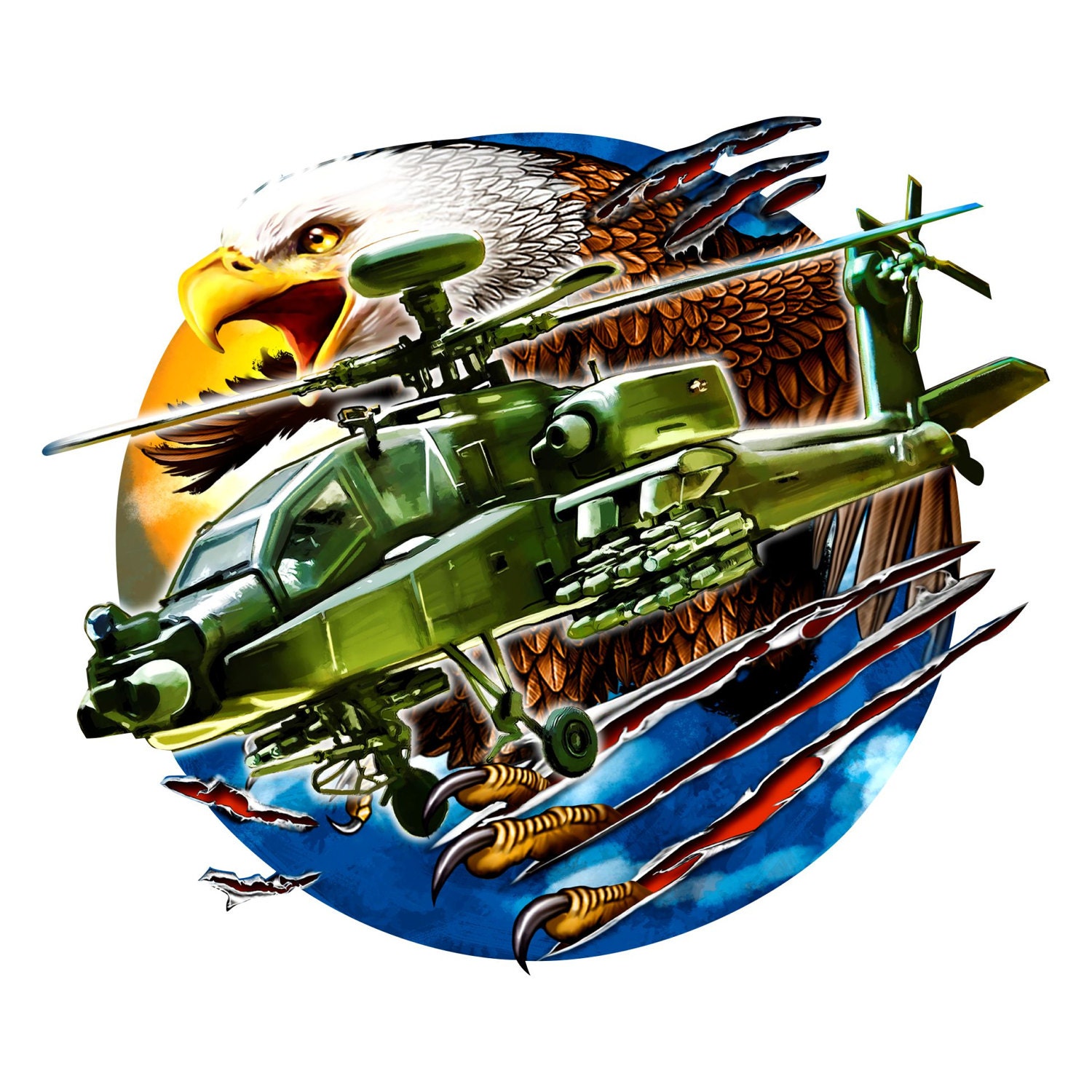 Apache Helicopter Eagle Vinyl Decal: Full Color Laptop Sticker - Etsy
