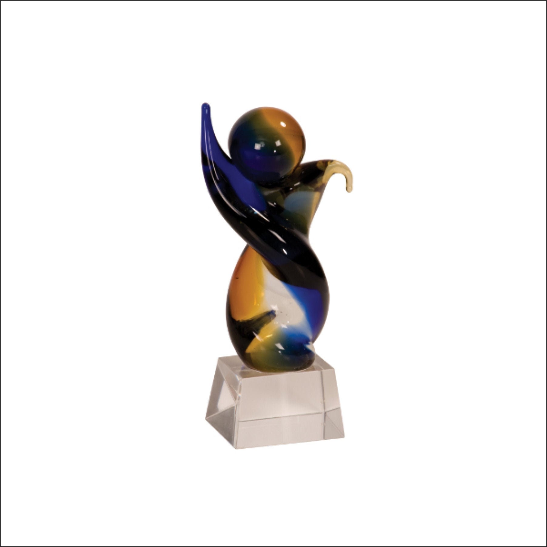 raised arms glass sculpture, star hand blown glass art, corporate glass ...