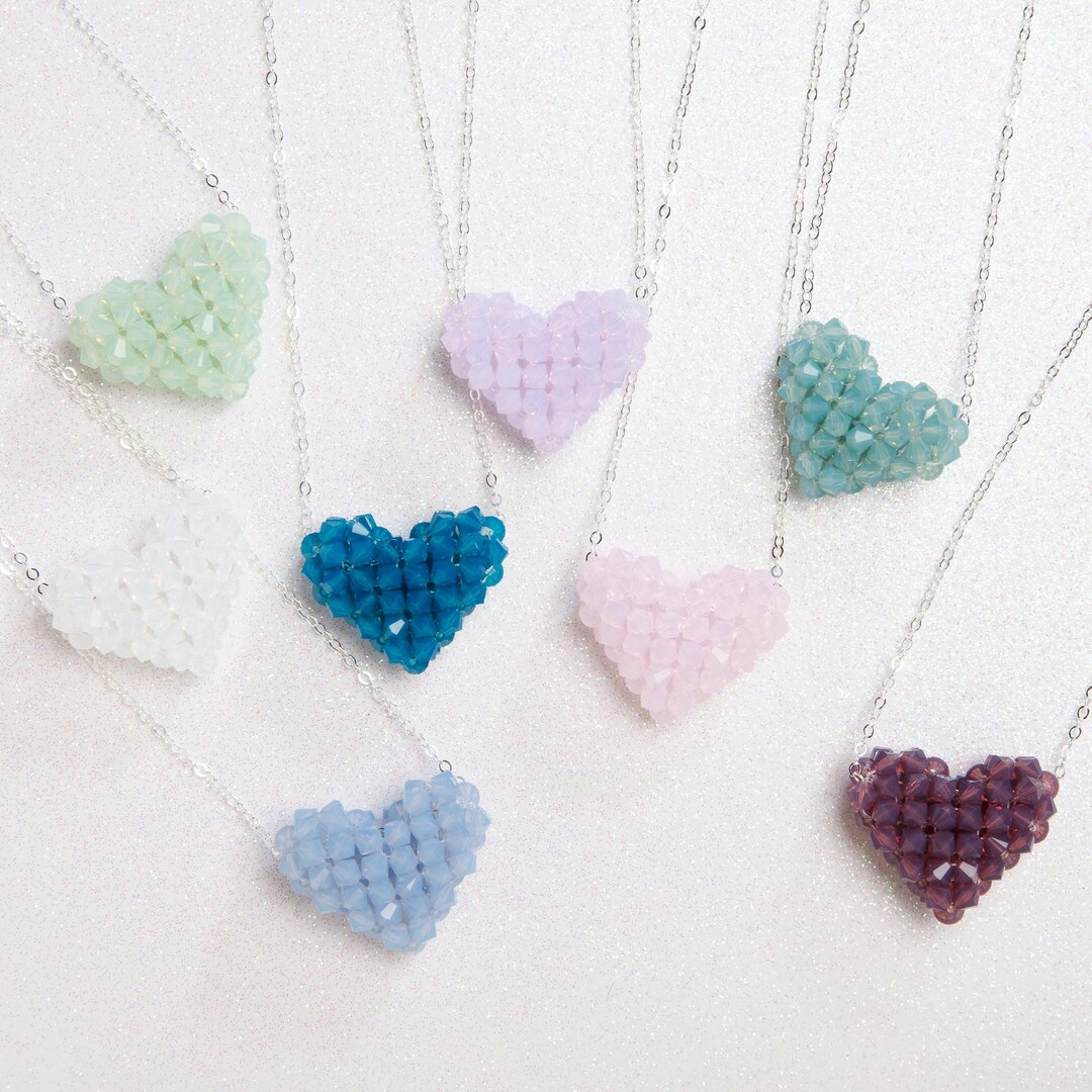 NEW!!! Opal Finish Genuine Austrian Crystal Heart Necklace - 8 Colors ...