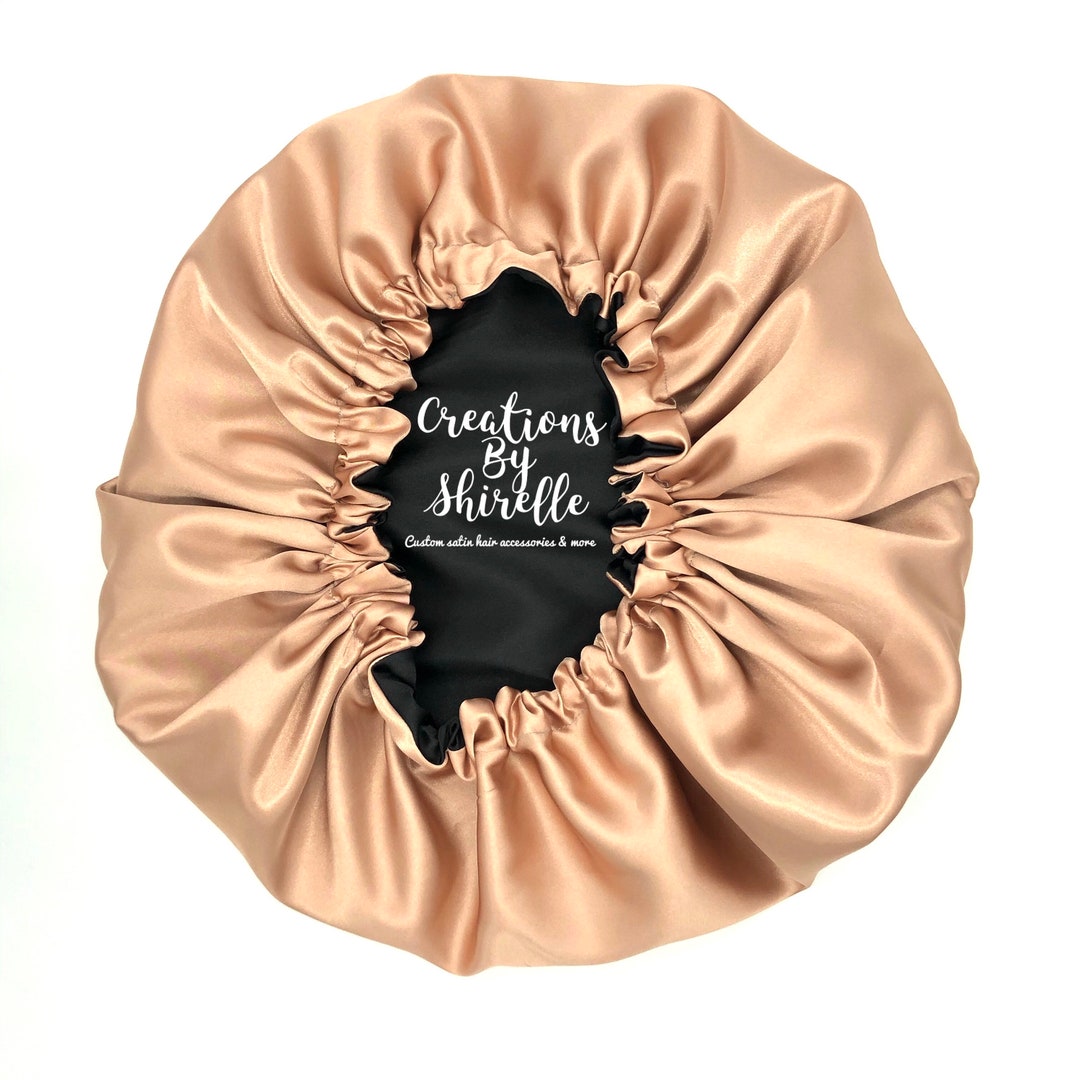 Rose Gold Satin Sleep Bonnet: Reversible Hair Cap - Etsy