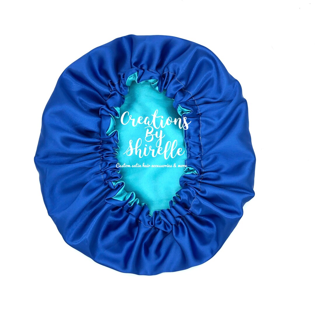 Royal Teal Satin Bonnet Reversible Royal Blue Sleep - Etsy