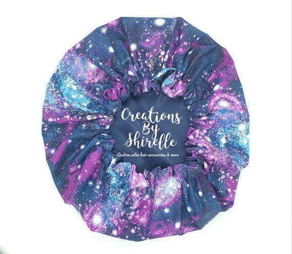 Galaxy Satin Bonnet Outer Space Navy and Purple - Etsy
