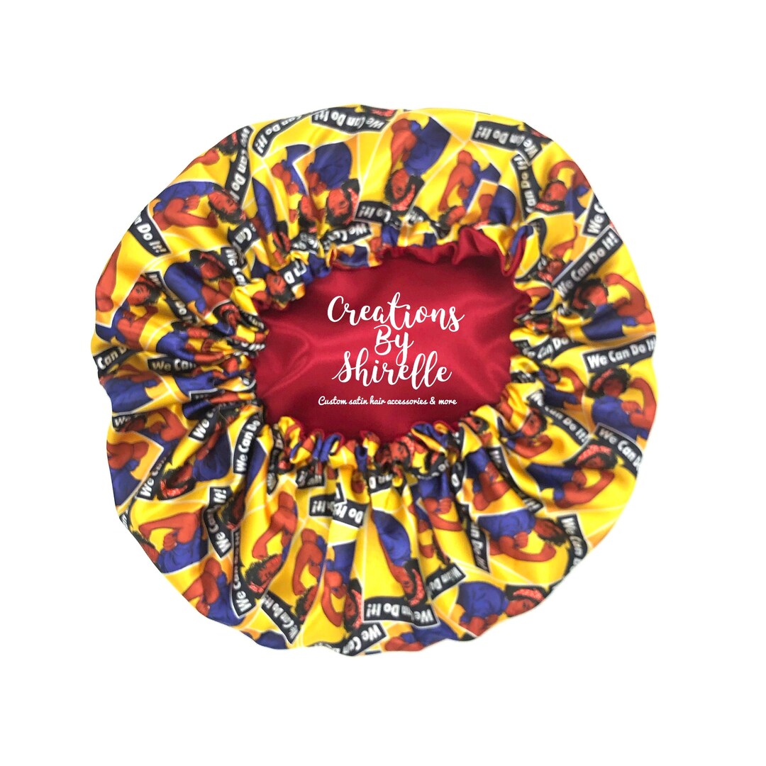 We Can Do It! Satin Bonnet | Adult Sizing | Satin Sleep Cap | Sleep Cap ...