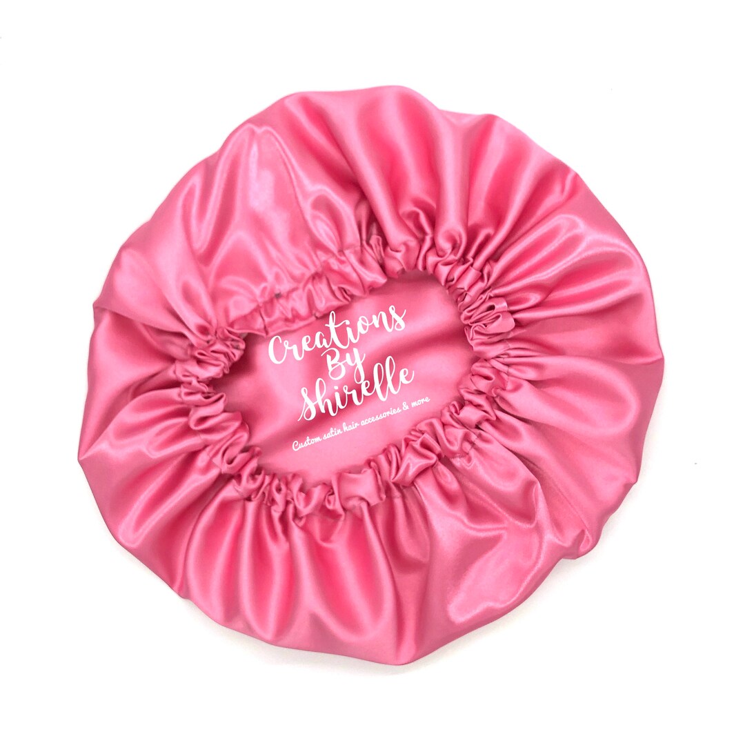 Children Rose Pink Satin Bonnet | Reversible | Pink | Sleep Bonnet ...