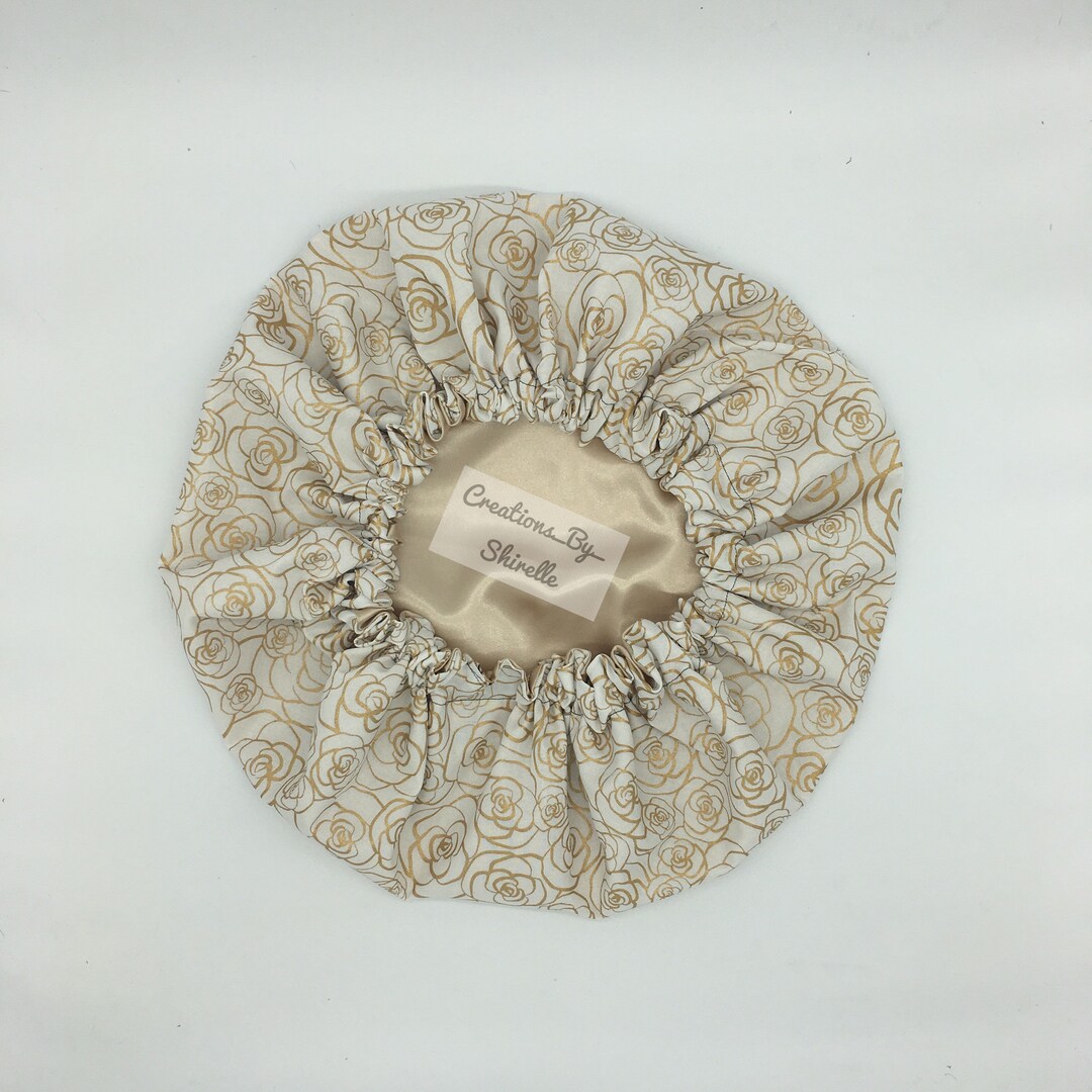 Roses Satin Sleep Bonnet: Gold Rosebuds, Adult Size - Etsy