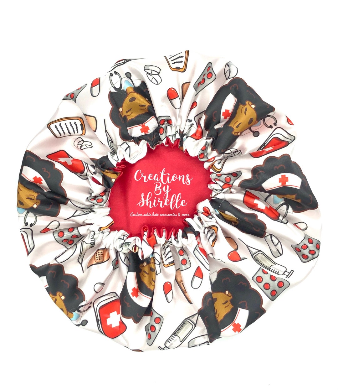 Nurse Satin Bonnet: Brown Girl Print, Reversible Sleep Cap - Etsy