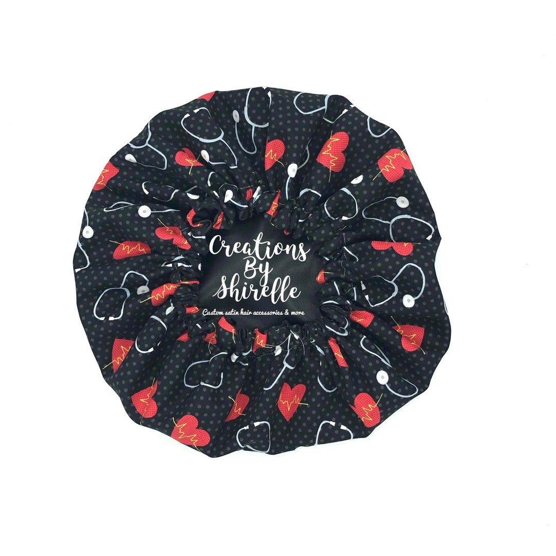 Nurse Satin Bonnet | Heartbeat | Nursing | Made for Big Hair or Small ...