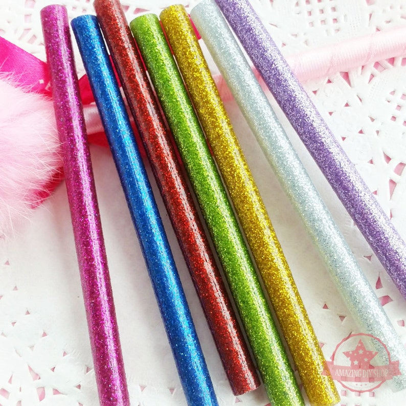 Glitter Mix Color 7 Pcs Translucent Hot Glue Sticks Deco - Etsy